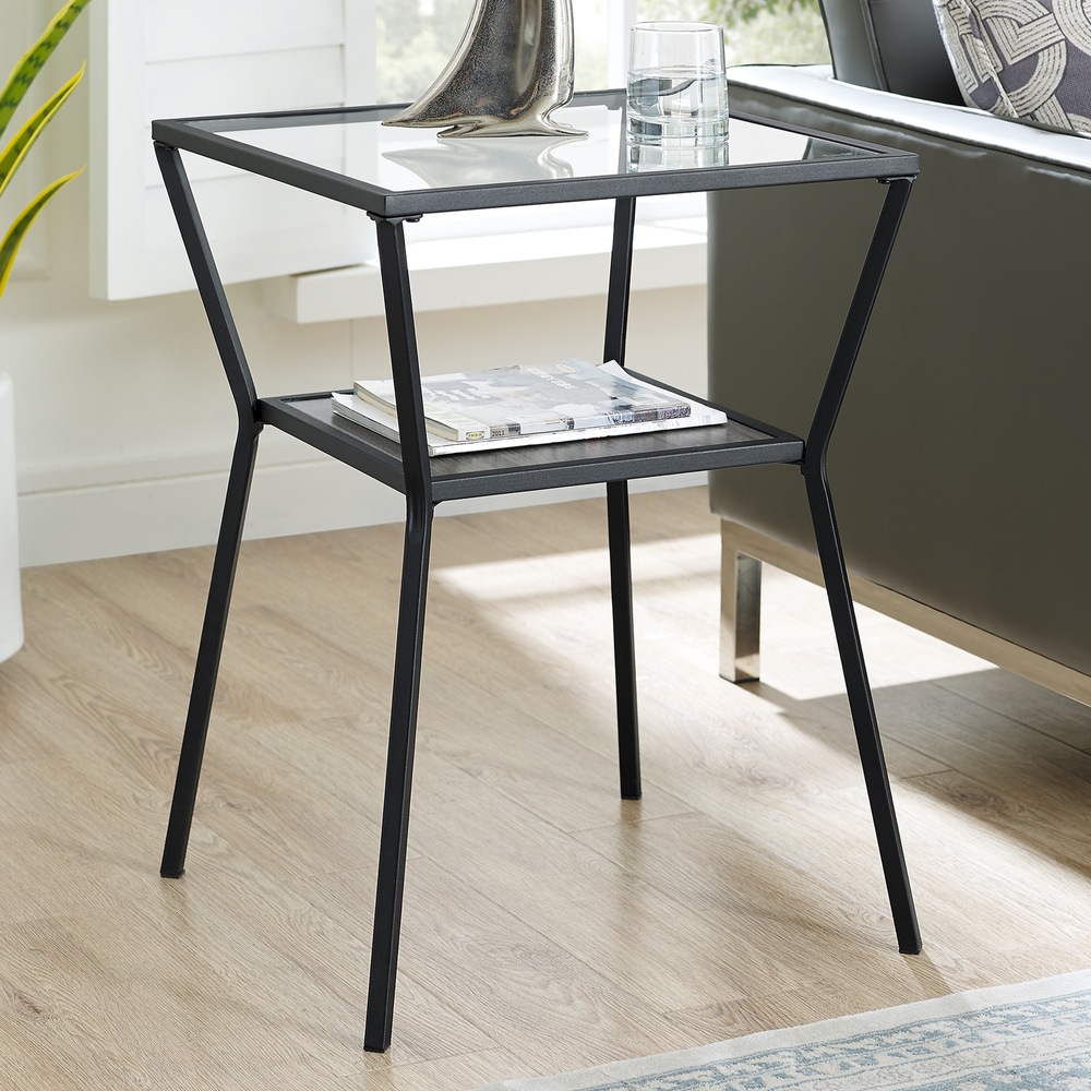 Walker Edison Lisburn Designs Modern Angular Side Table, Grey ...