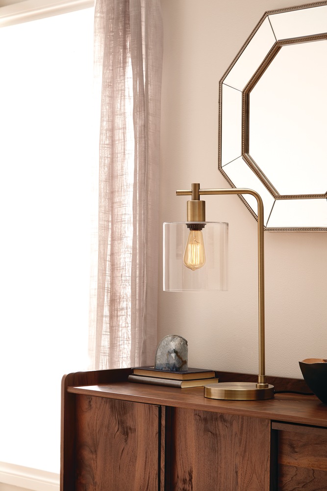 CANVAS Luka Clear Glass Shade Table Lamp, 21.5-in, Antique Brass ...