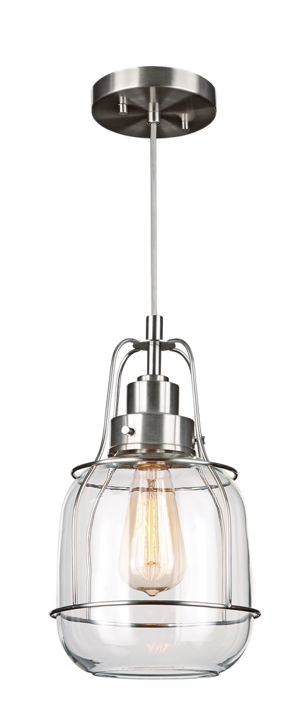 CANVAS Caleb Clear Glass Shade Ceiling Pendant Light Fixture, Brushed ...
