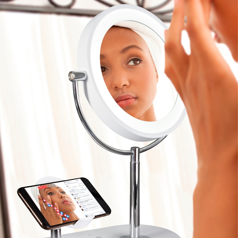 OttLite Wireless Charging LED Makeup Mirror, White | Canadian Tire