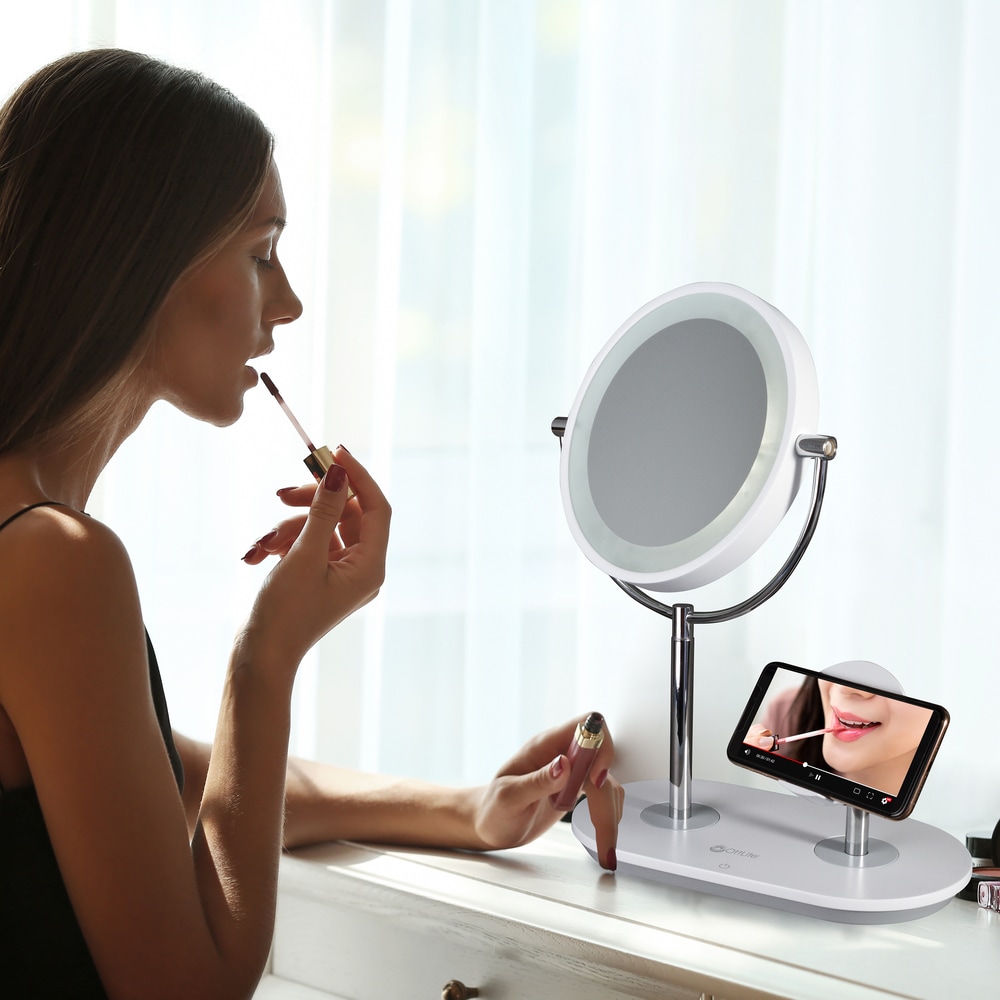 OttLite Wireless Charging LED Makeup Mirror, White | Canadian Tire