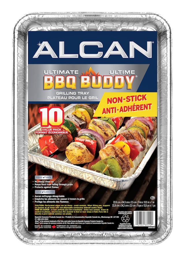 Plateaux à griller en aluminium antiadhésif Ultimate BBQ Buddy Alcan, 9 x 13 po, paq. 10 ...