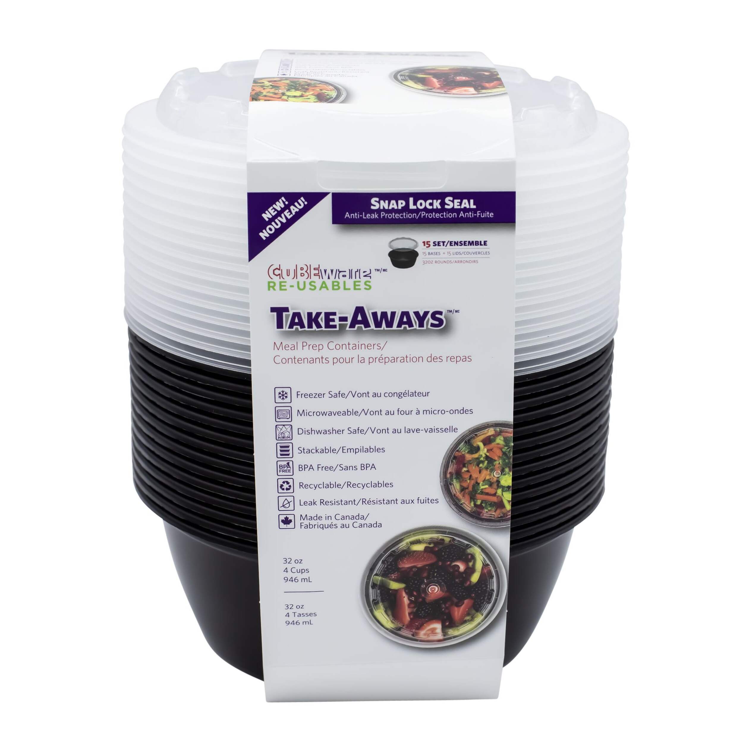 CubeWare Reusable Meal Prep Containers, 15-pk | Canadian Tire