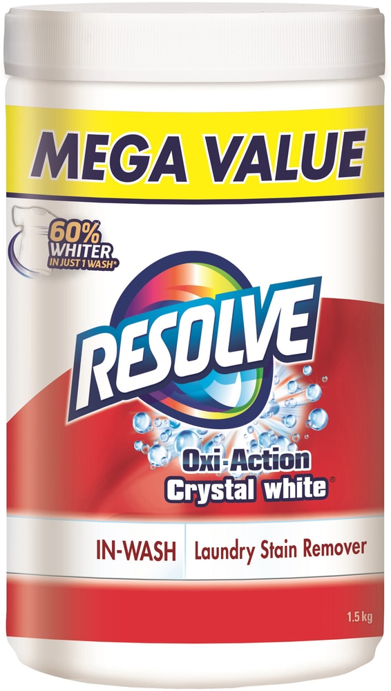 Détachant en poudre Resolve Oxi-Action Crystal White, 1,5 kg | Canadian ...
