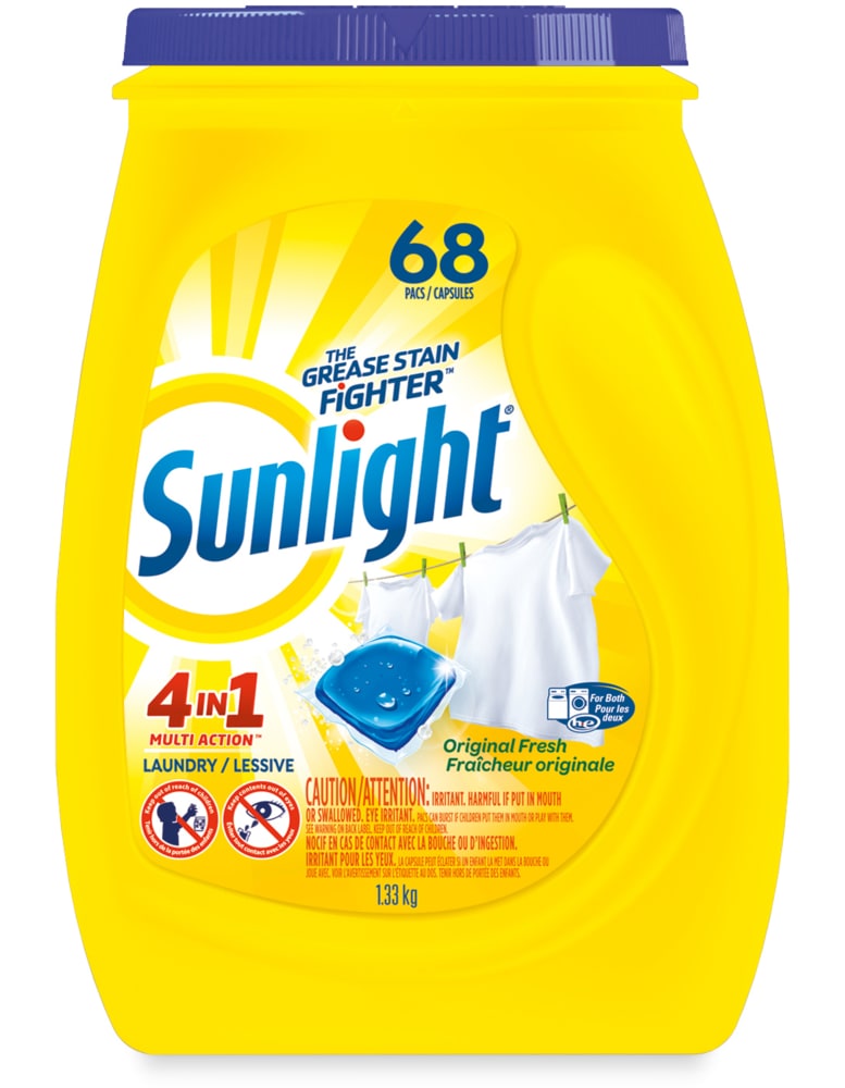 Sachets de détergent à lessive 4-en-1 Sunlight Multi Action, parfum ...