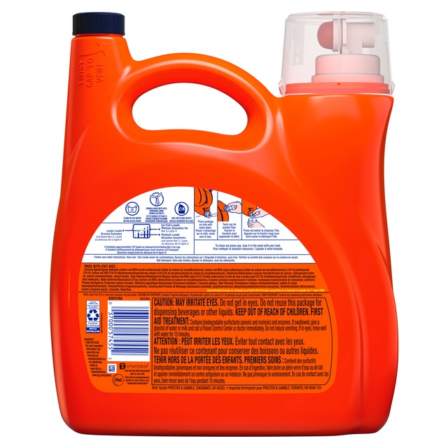 Détergent à lessive liquide Tide, original, 107 brassées, 4,55 L ...