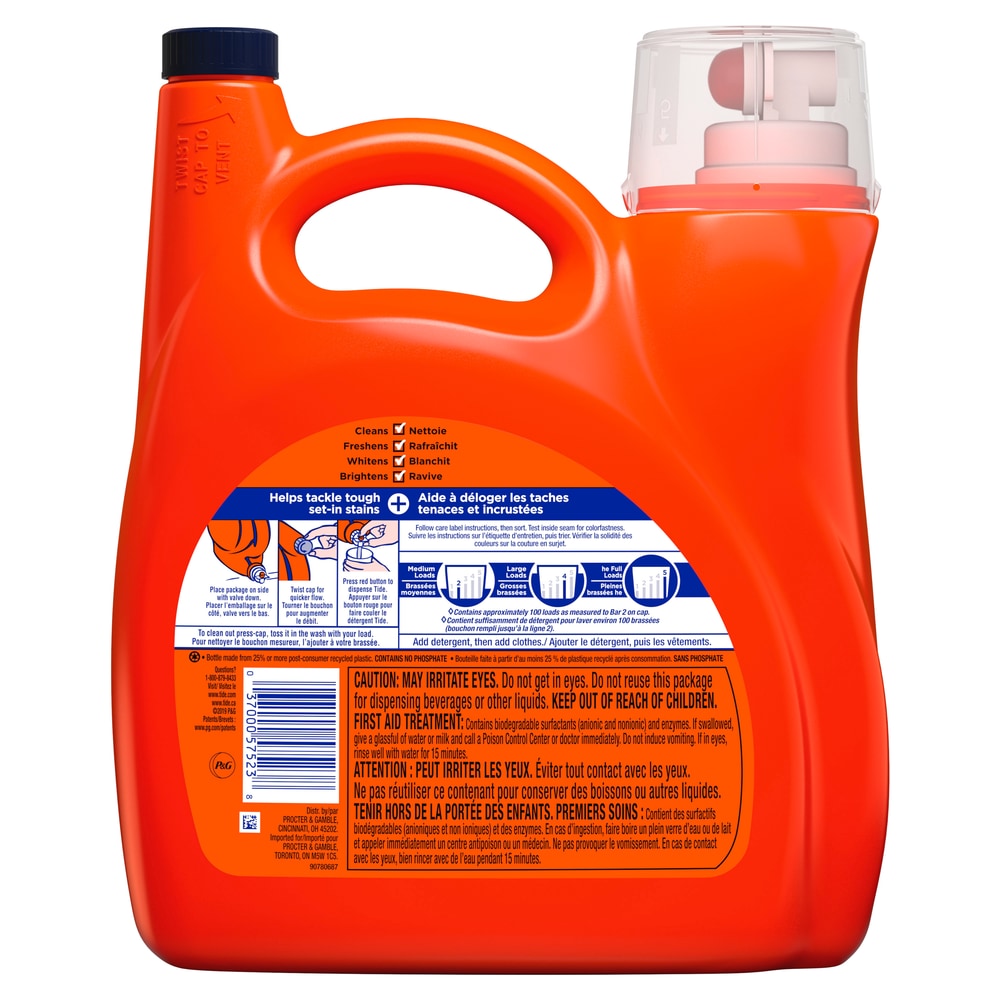 Tide Ultra Oxi High Efficiency Liquid Laundry Detergent, 100-Load ...