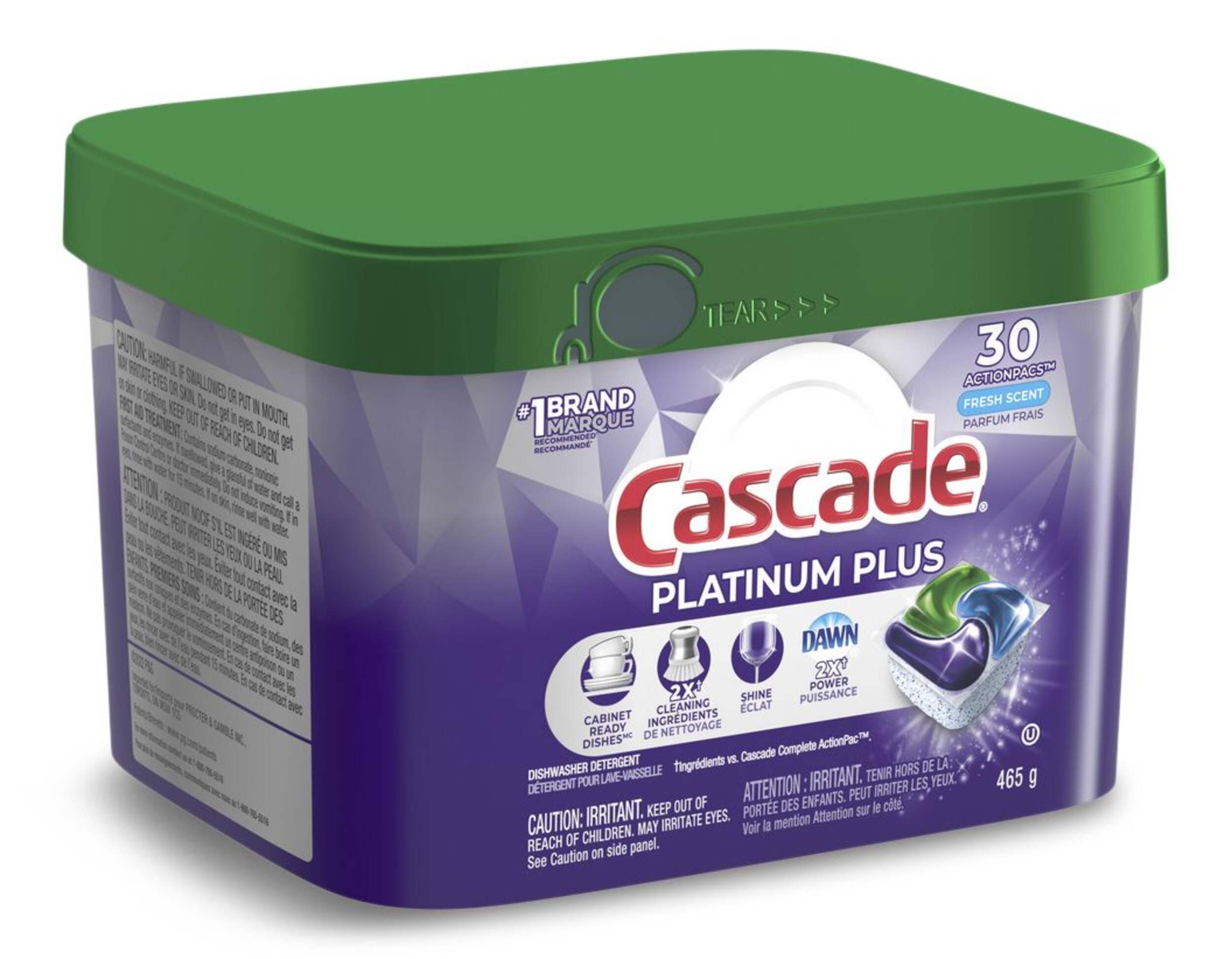 Cascade Platinum Plus ActionPacs Dishwasher Detergent Pods, Fresh, 30 ...
