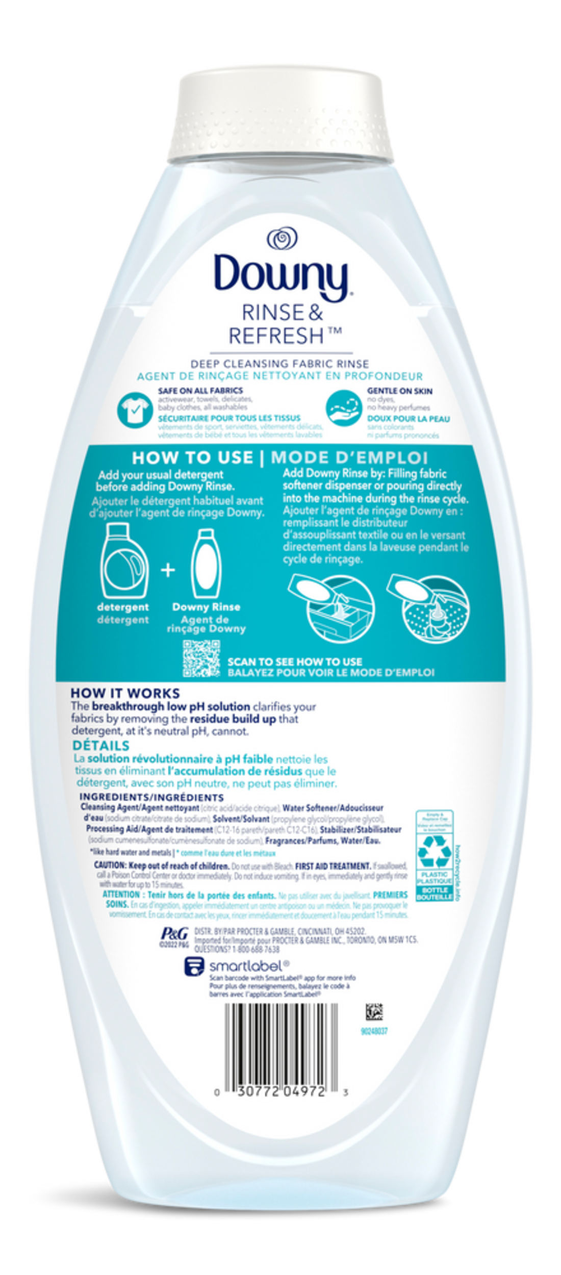 Downy RINSE & REFRESH Laundry Odor Remover and Fabric Softener, Cool ...