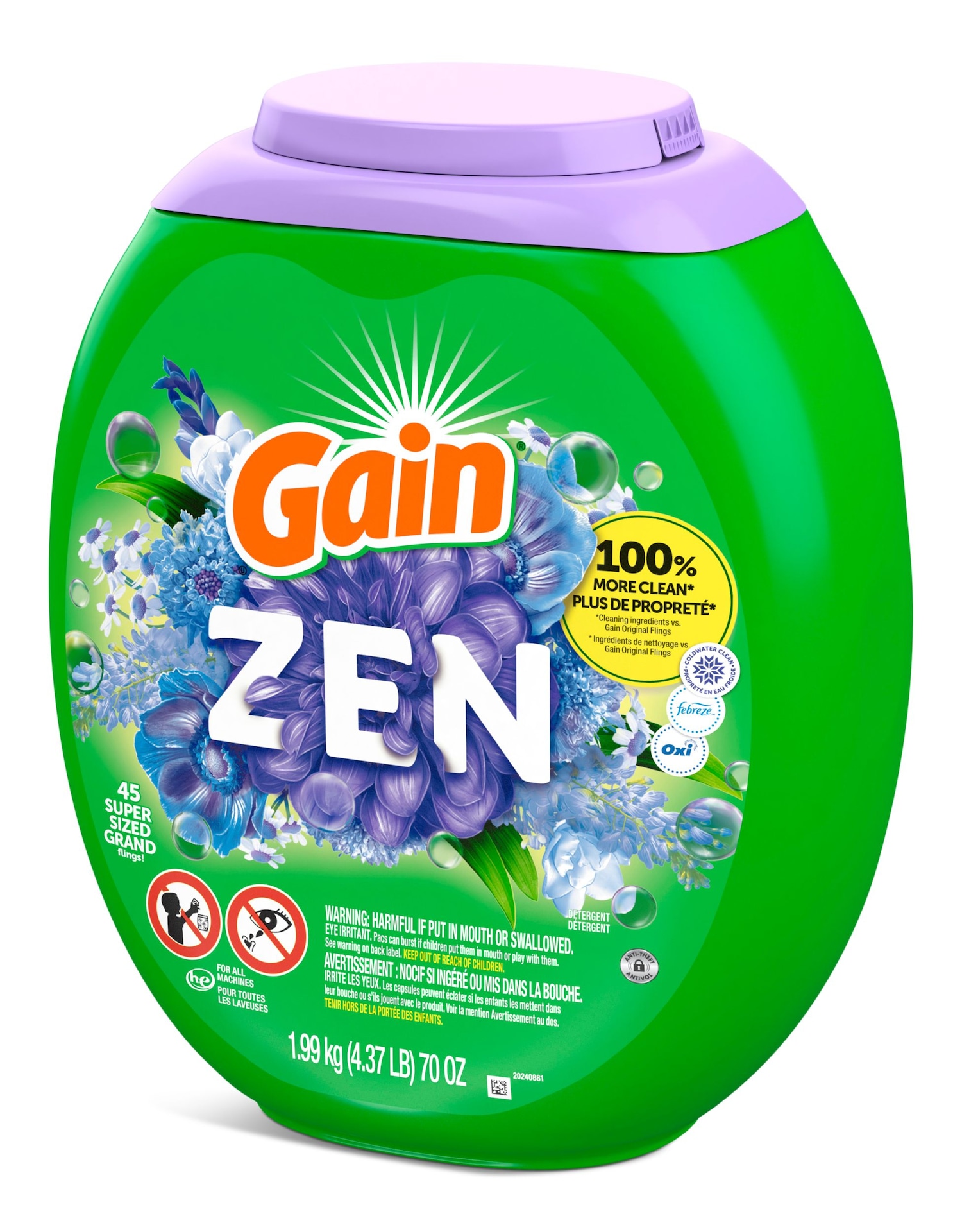 Gain Super Flings Zen Laundry Detergent Soap Pacs with Oxi Boost ...