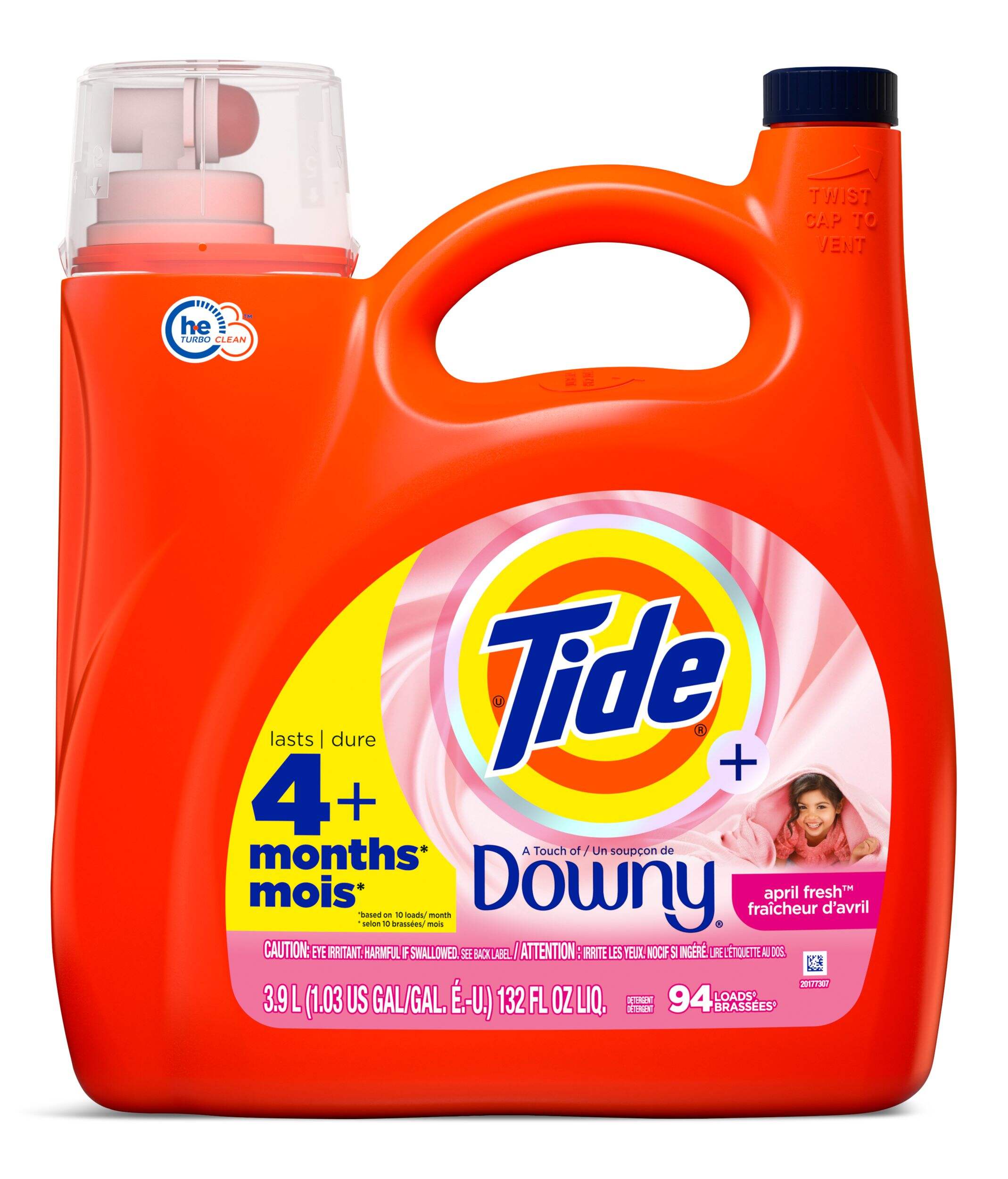 Détergent à lessive liquide Tide Plus HE Turbo Clean avec Downy, fraîcheur d'avril, 94 brassées ...