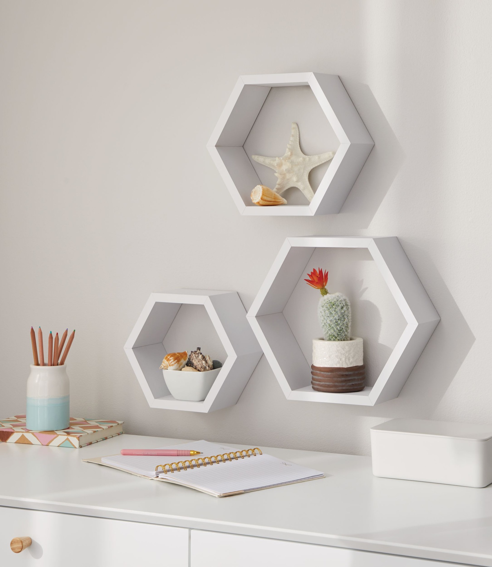 CANVAS MDF Floating Hexagonal Wall Shelves 3 pc Canadian Tire
