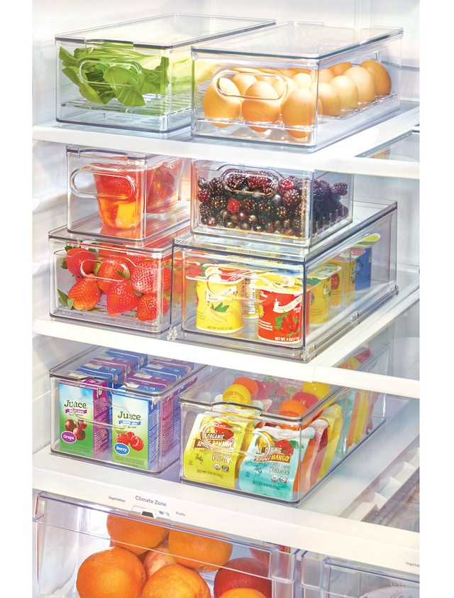 The Home Edit x iDESIGN Clear Plastic Divided Stacking Fridge Drawer ...