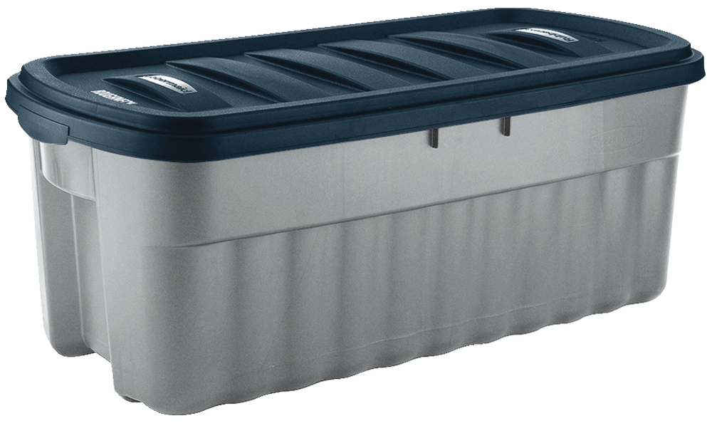 Rubbermaid Roughneck Jumbo Storage Box with Lid, 189-L, Grey/Blue ...