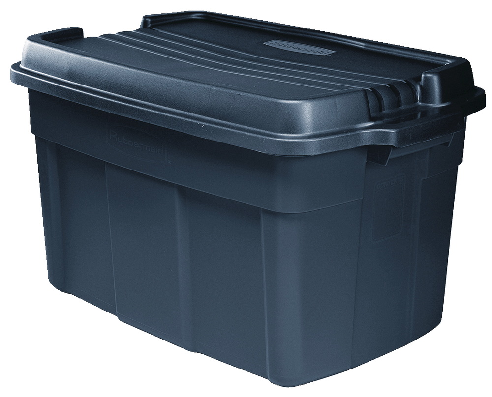 Rubbermaid Roughneck Large Stackable Storage Box with Lid, 140-L, Blue ...