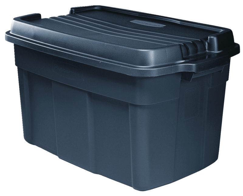 Rubbermaid Roughneck Large Stackable Storage Box with Lid, 140-L, Blue ...