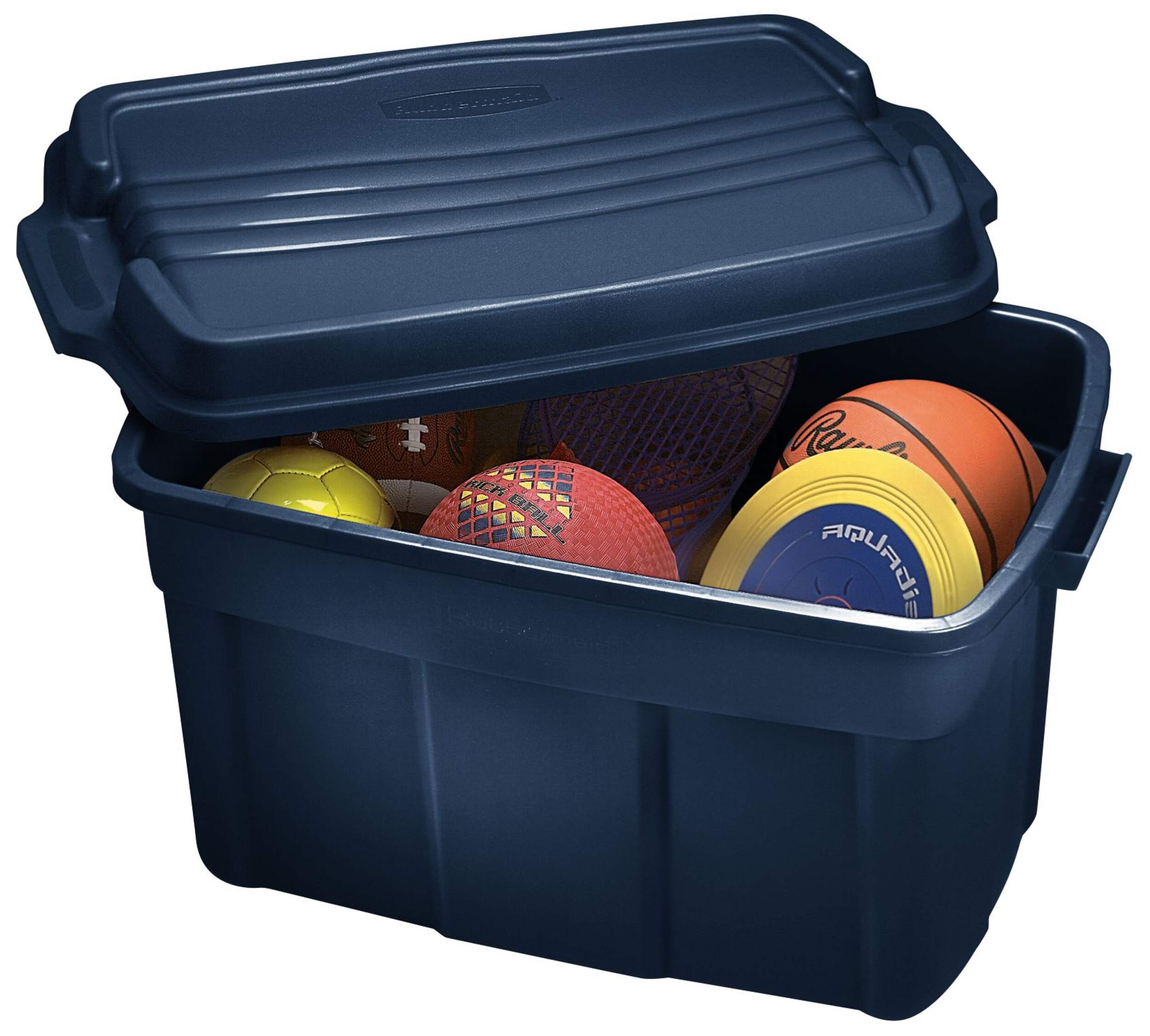 Rubbermaid Roughneck Large Stackable Storage Box with Lid, 140-L, Blue ...