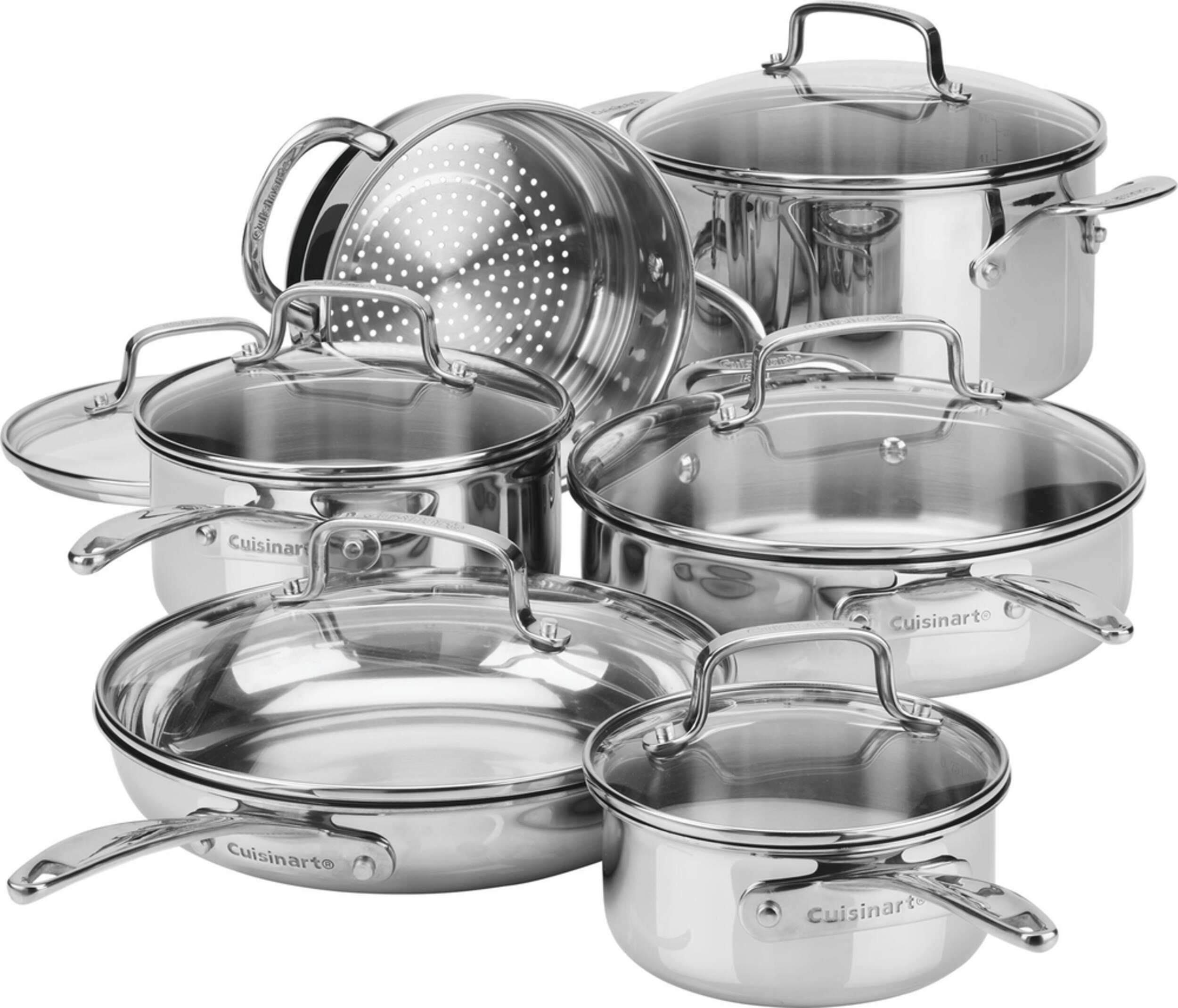 Cuisinart Clad Tri-Ply Stainless Steel Cookware Set, 12-pc | Canadian Tire