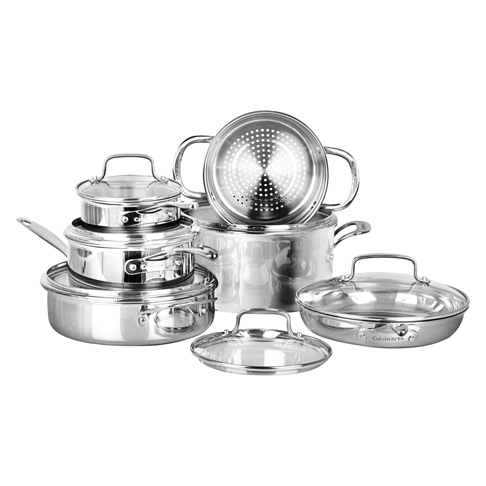Cuisinart Clad Tri-Ply Stainless Steel Cookware Set, 12-pc | Canadian Tire