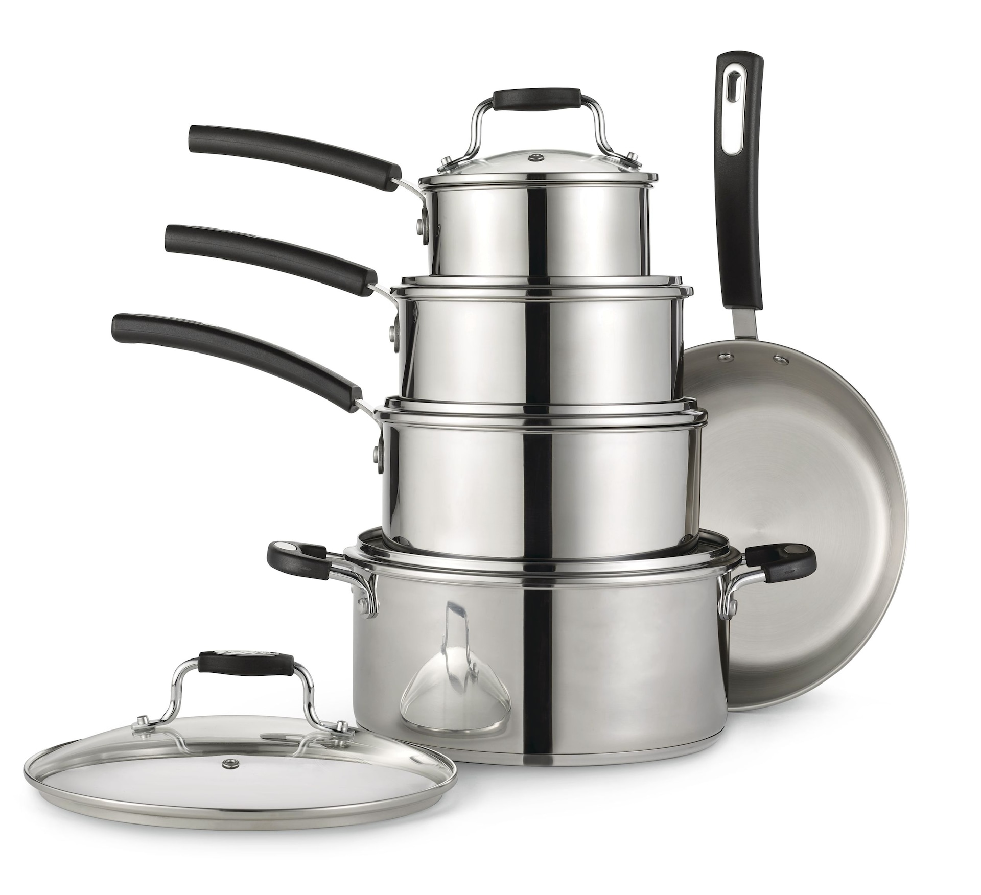Heritage Elite Stainless Steel Cookware Set, Dishwasher & Oven Safe, 10 ...