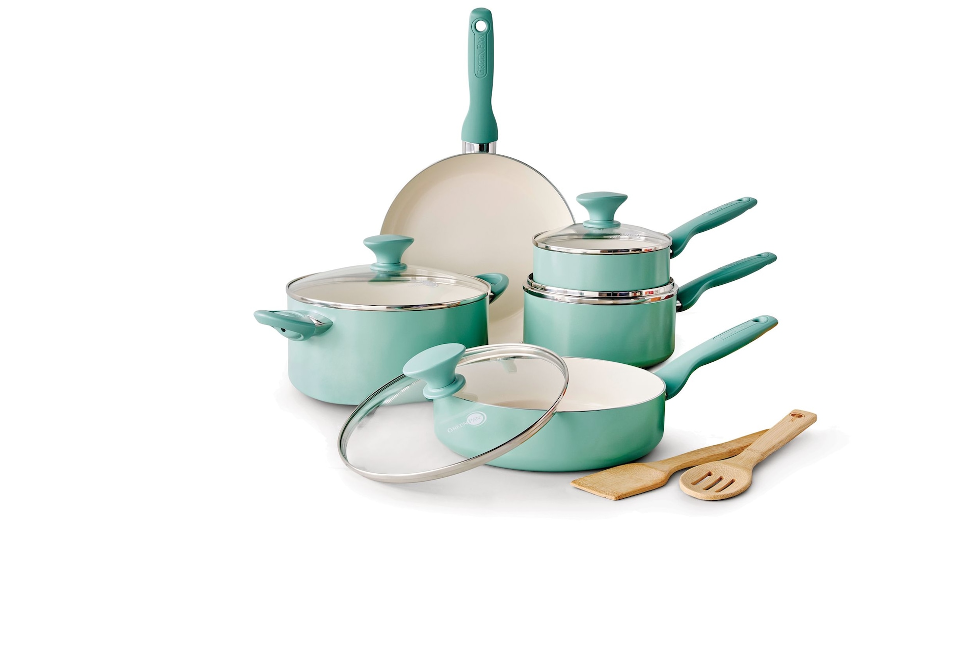 GreenPan Rio Ceramic Cookware Set, Dishwasher & Oven Safe, 11-pc ...