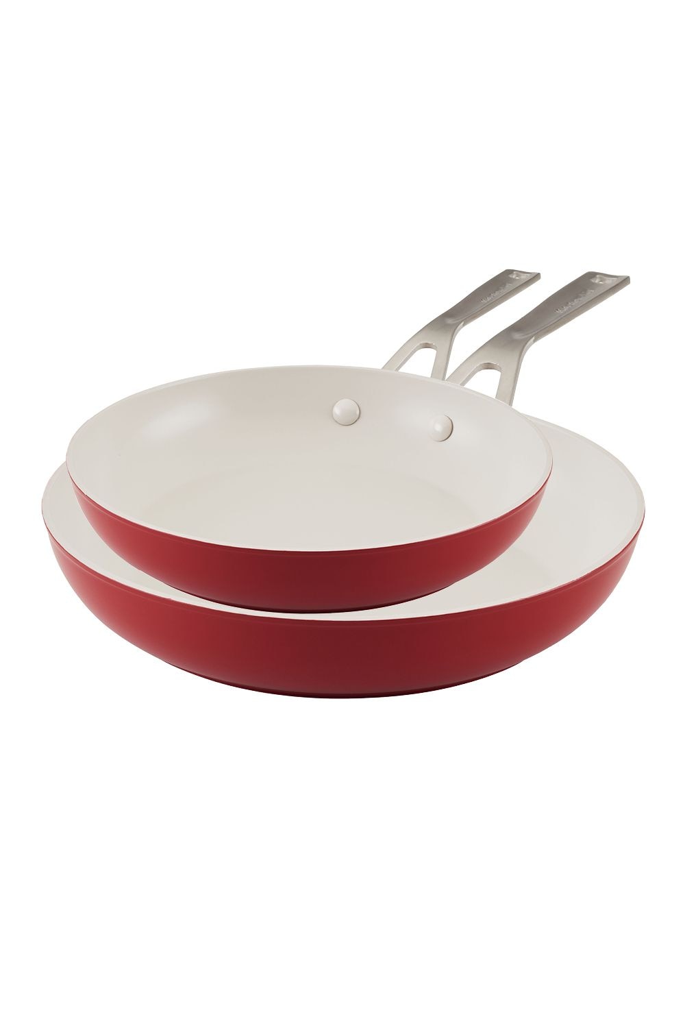 KitchenAid Ceramic Forged Aluminum Frying Pan, Red, 21cm & 25cm, 2-pk ...