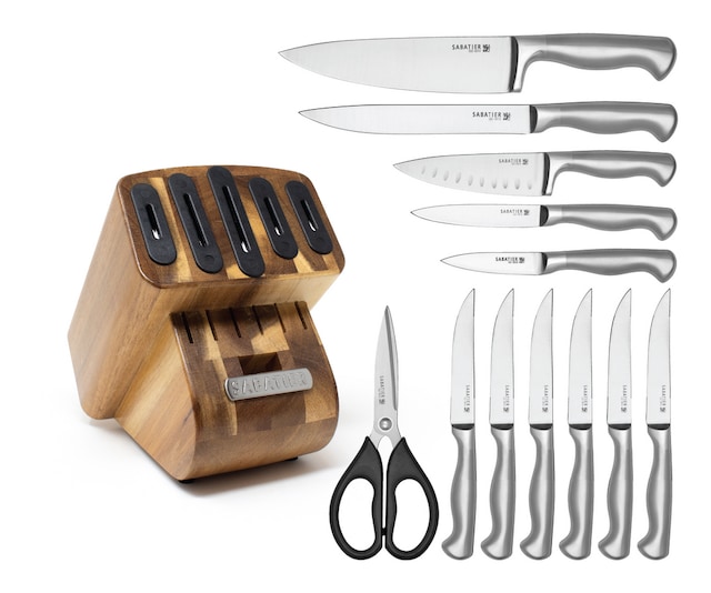 Sabatier Stainless Steel Knife Block Set with Edgekeeper, 13-pc ...