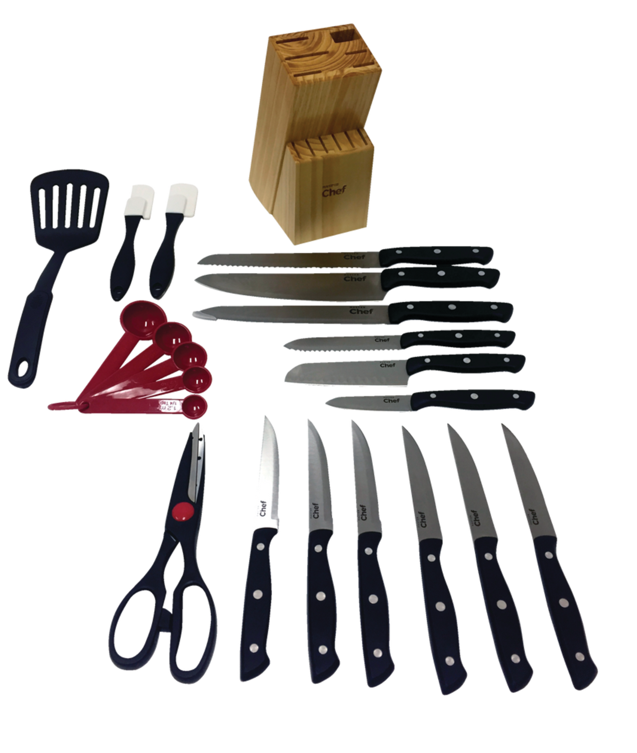 MASTER Chef Stainless Steel Knife Block & Kitchen Starter Kit ...