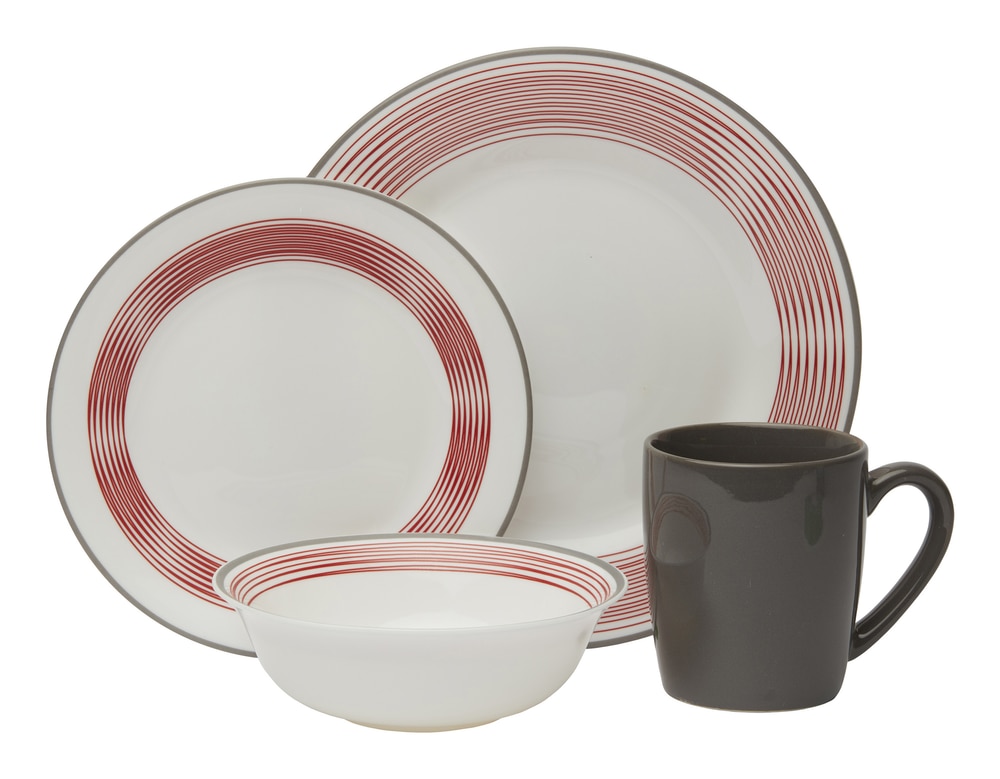 MASTER Chef Round Glass Dinnerware Set, Lines, 16-pc | Canadian Tire