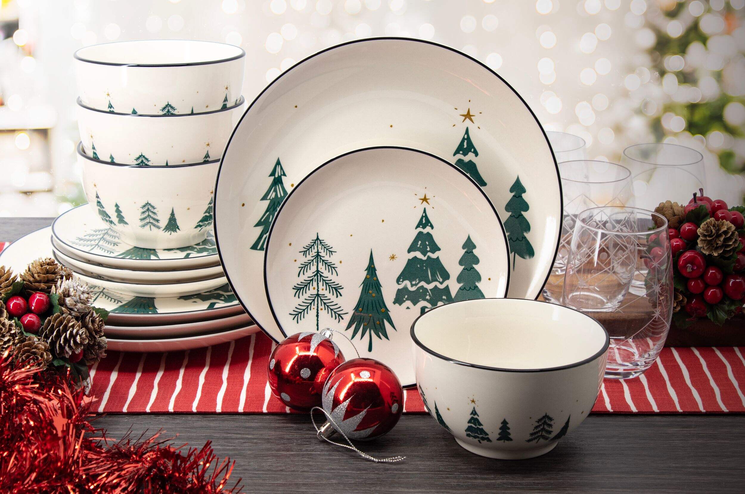 Festive Stoneware Holiday Dinnerware Set, 12-pc | Canadian Tire
