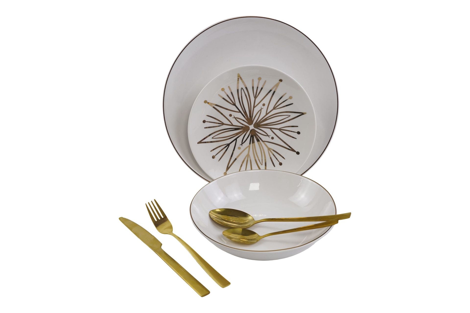 Ivy & Co Golden Holiday Star Dinnerware Box Gifting Set, 28-pc ...