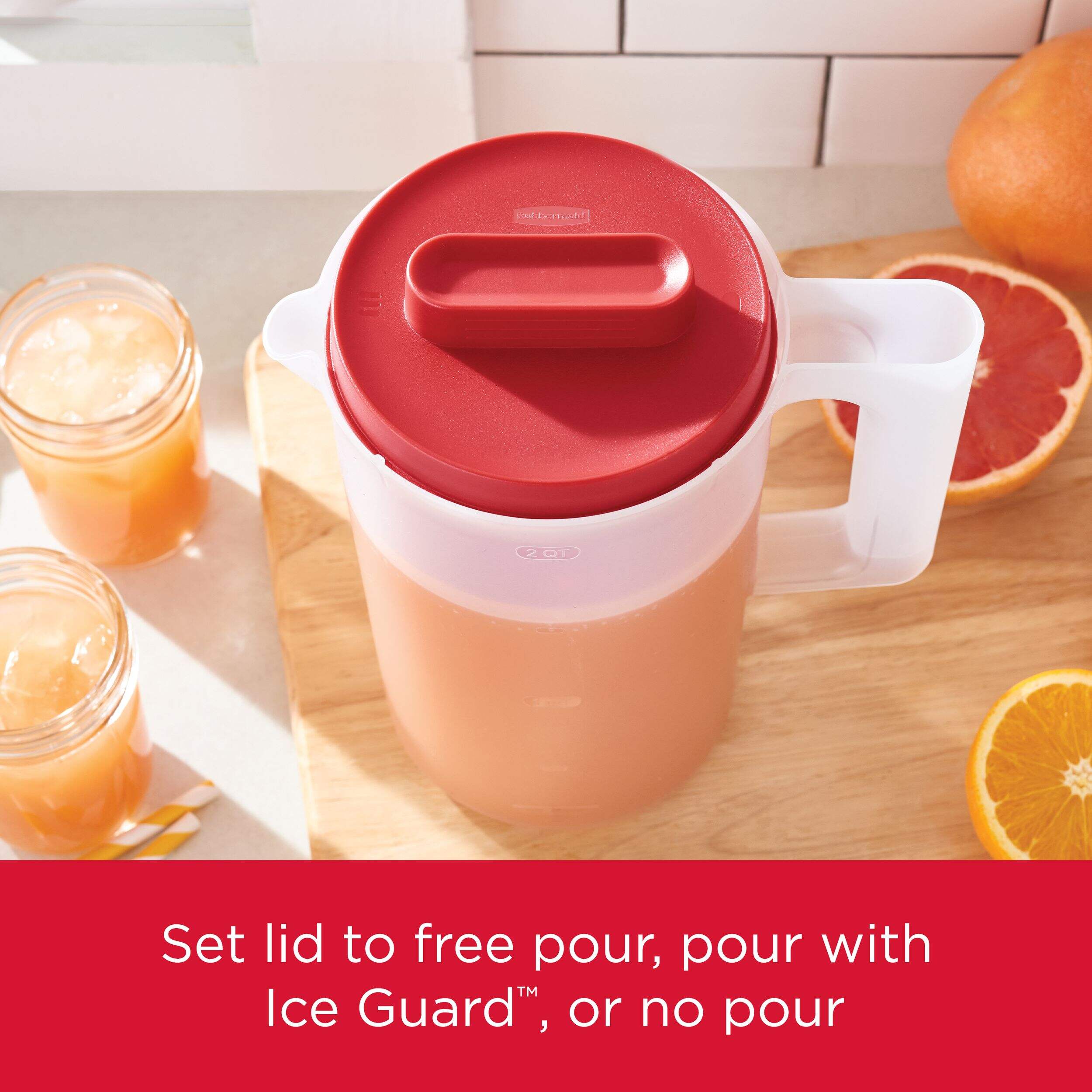 Rubbermaid Simply Pour Pitcher, Plastic Pitcher with Multifunction Lid ...