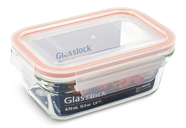 Glasslock Rectangle Glass Food Storage Container Set with Airtight Seal ...