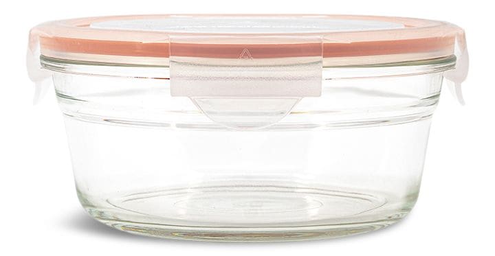 Glasslock Round Glass Food Storage Container with Leakproof Lid, 850-mL ...