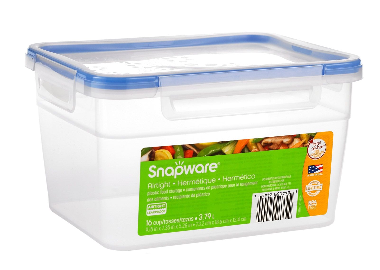 Snapware Tall Rectangular Plastic Food Storage Container, 16-cup ...