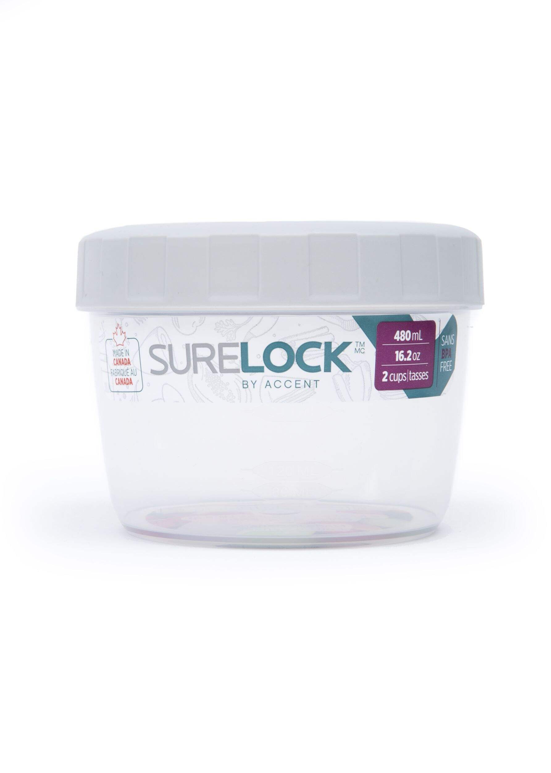 Surelock Plastic Food Storage Container with Airtight Seal, 480-mL ...