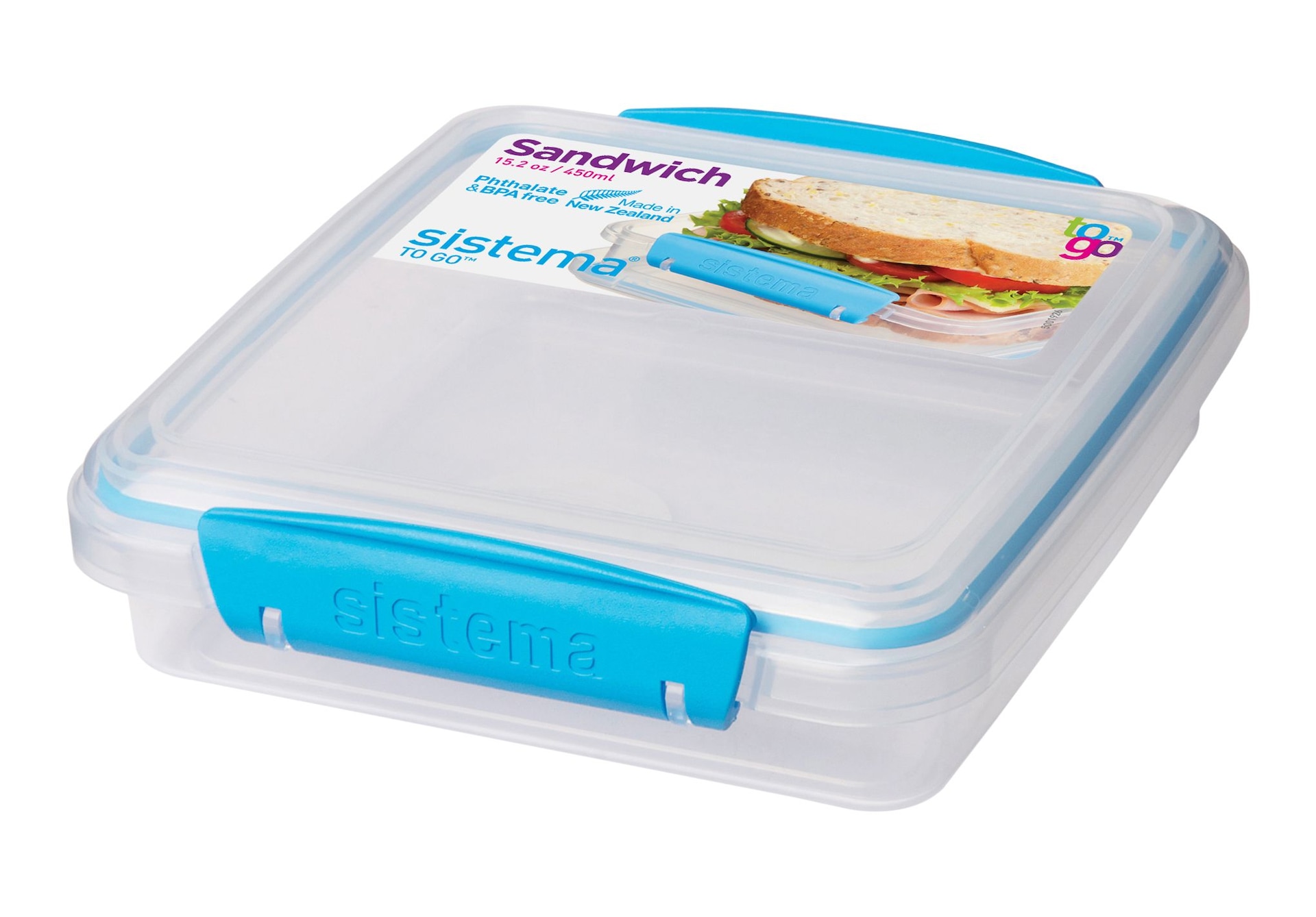 Sistema Sandwich Box To Go Food Storage Container, BPA-Free, 450 mL (15 ...