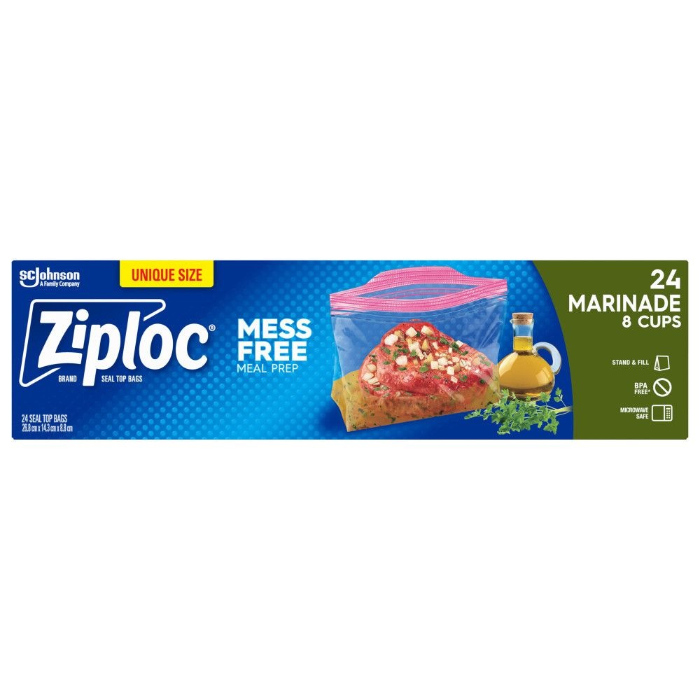 Ziploc Mess Free All-Purpose Plastic Marinade Bag, 8-Cup, 24-pk | Canadian Tire