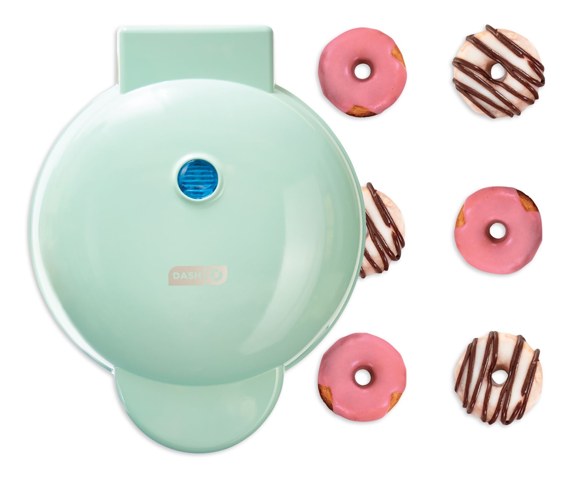 Dash Express Mini Compact Electric Donut Maker, Non-Stick Surface, Aqua ...