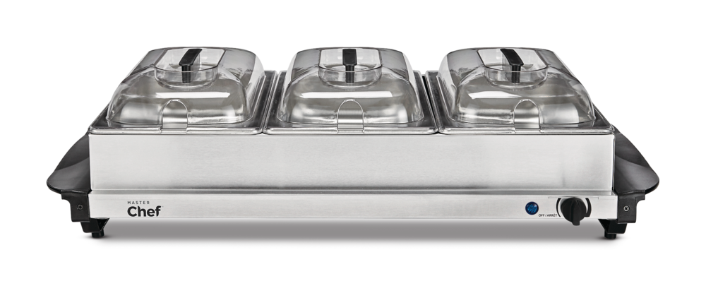 Réchaud de buffet à 3 niveaux MASTER Chef avec plateau chauffant, acier ...