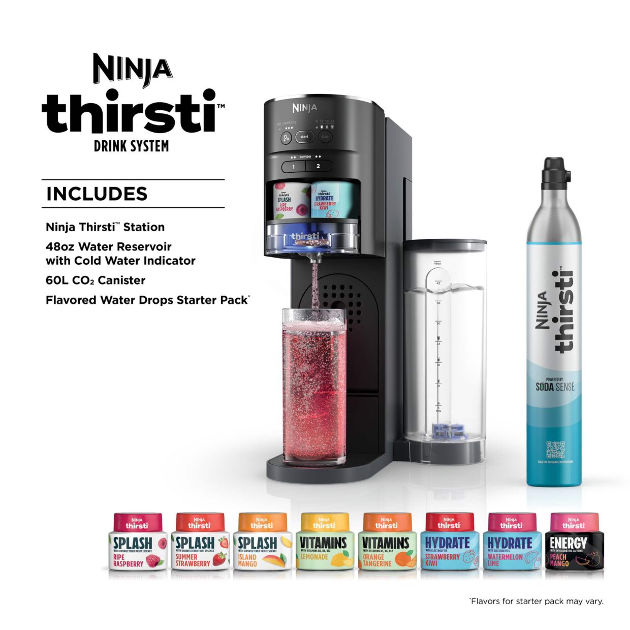 Ninja Thirsti™ Drink System, Soda Maker, Sparkling & Still Drinks, Carbonated Water Machine ...