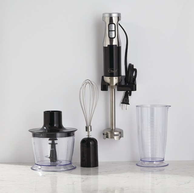 MASTER Chef Corded Hand Blender with Whisk, Stainless Steel, Black ...