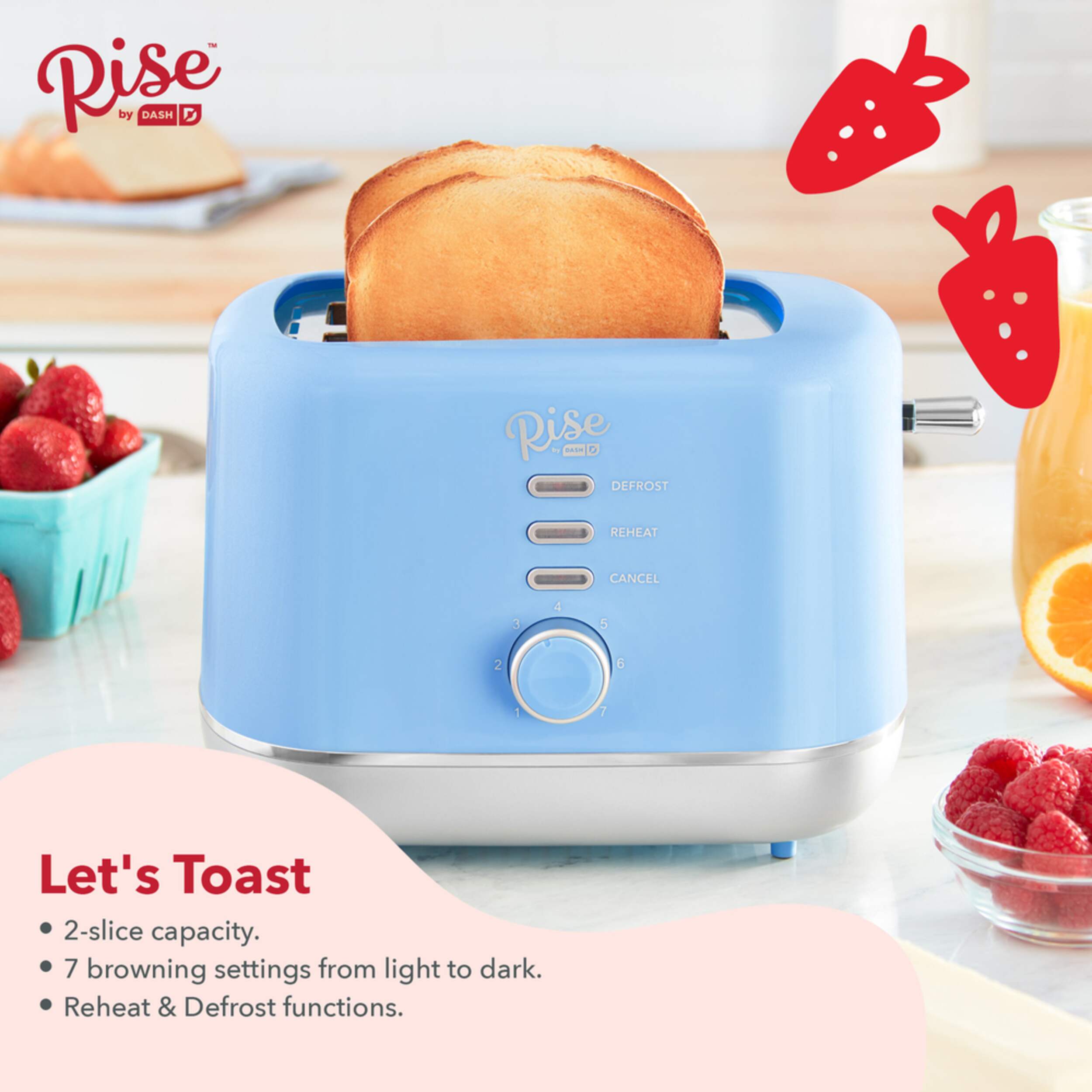 Dash Compact Toaster w/ 7 Settings, Blue, 2-Slices | Canadian Tire