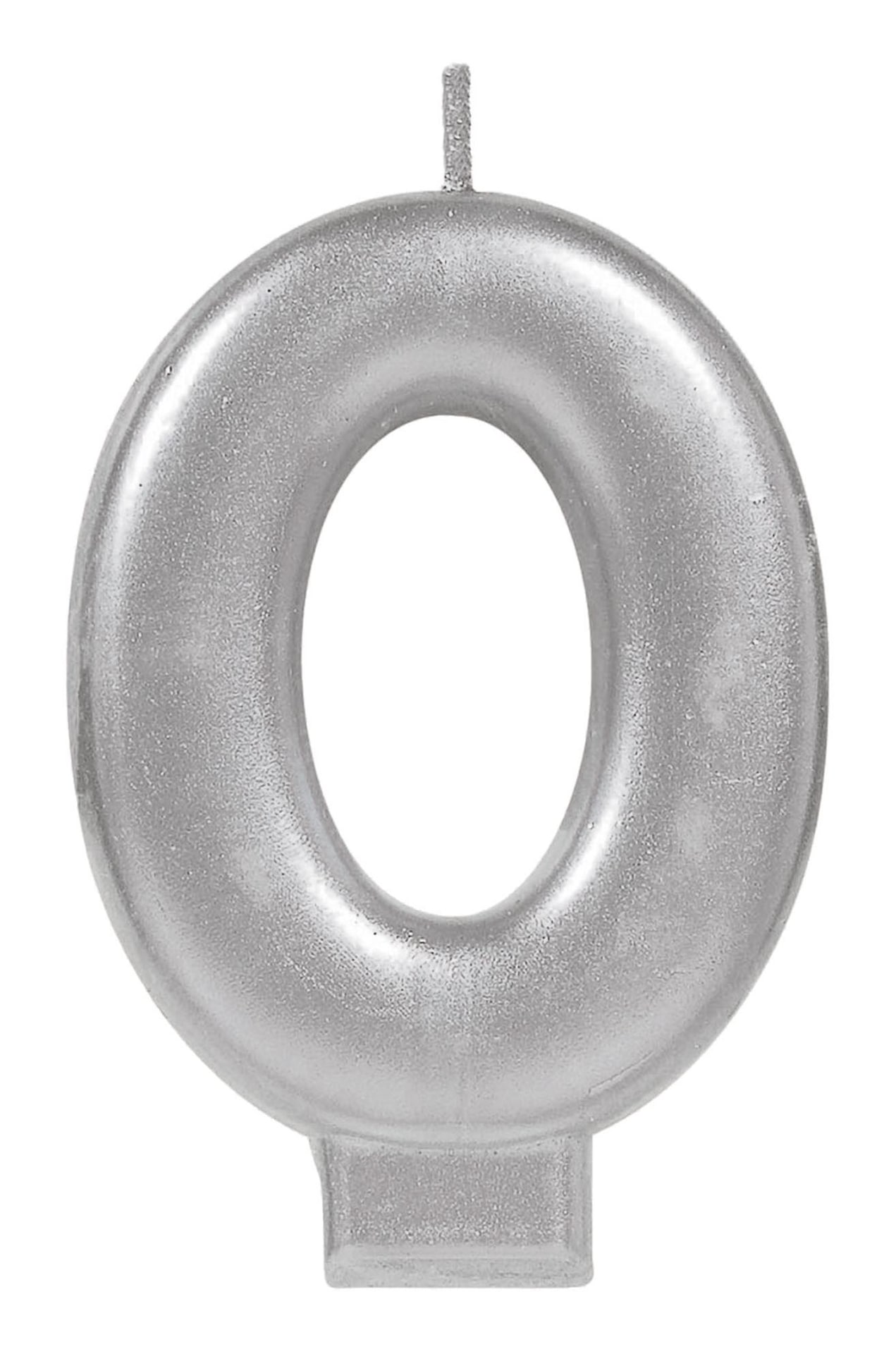 0-9 Number Metallic Wax Candle, Silver, 3.2-in, for Birthday Party ...
