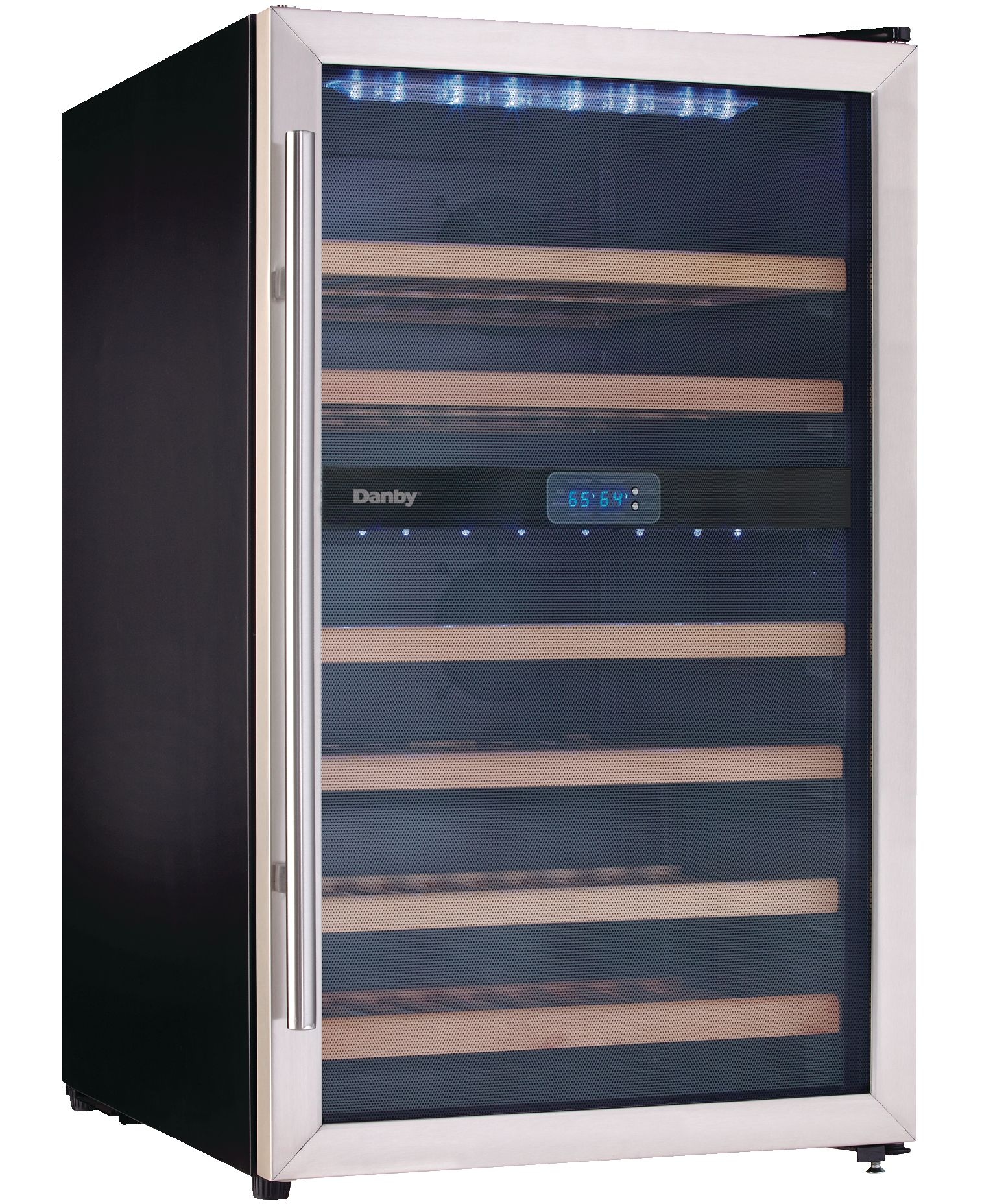 Danby Freestanding Dual Zone Wine Fridge Cooler with Wood Shelves Holds 38 Bottles Stainless Steel Canadian Tire