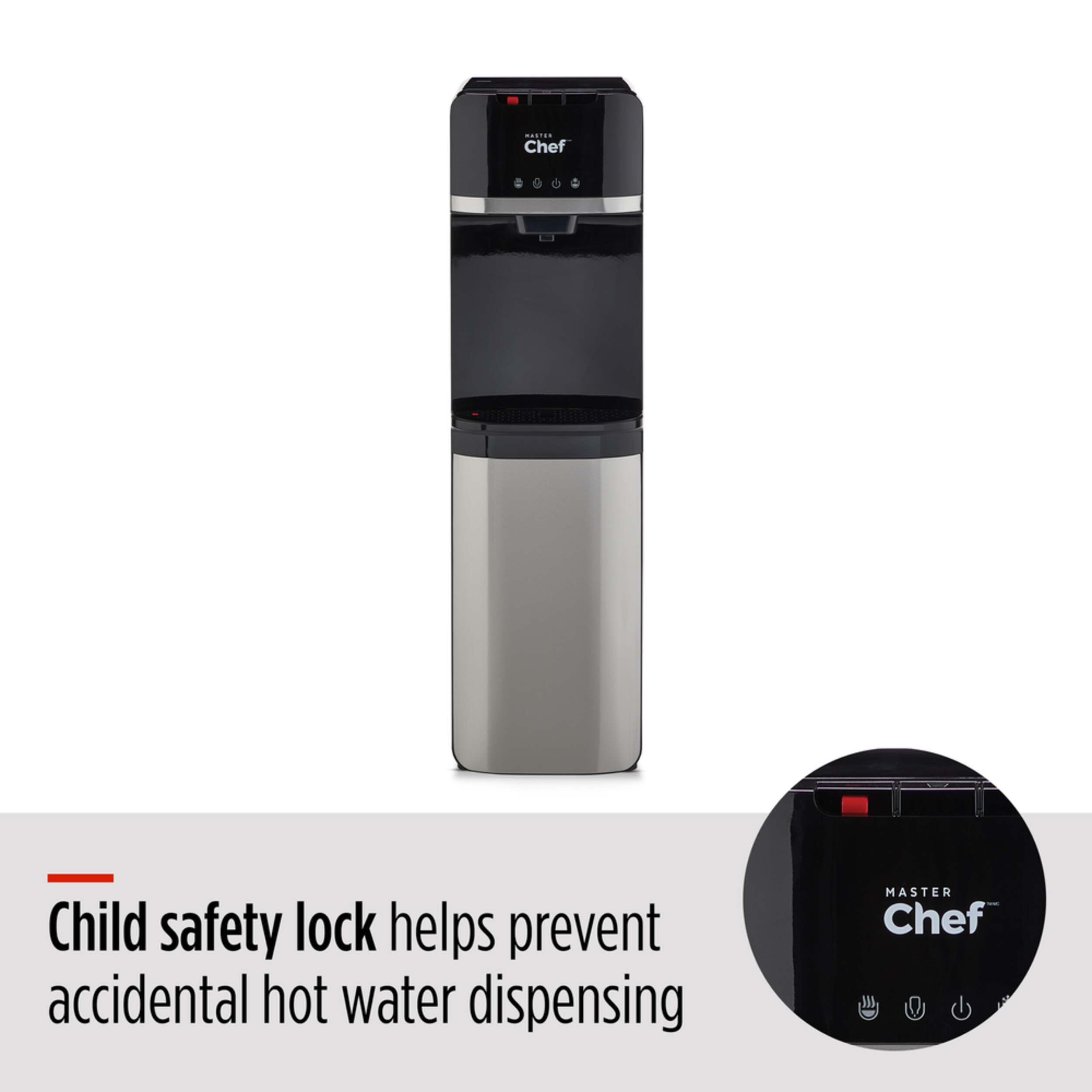 MASTER Chef Bottom Load Water Cooler/Dispenser, 3 Temperatures, Black ...