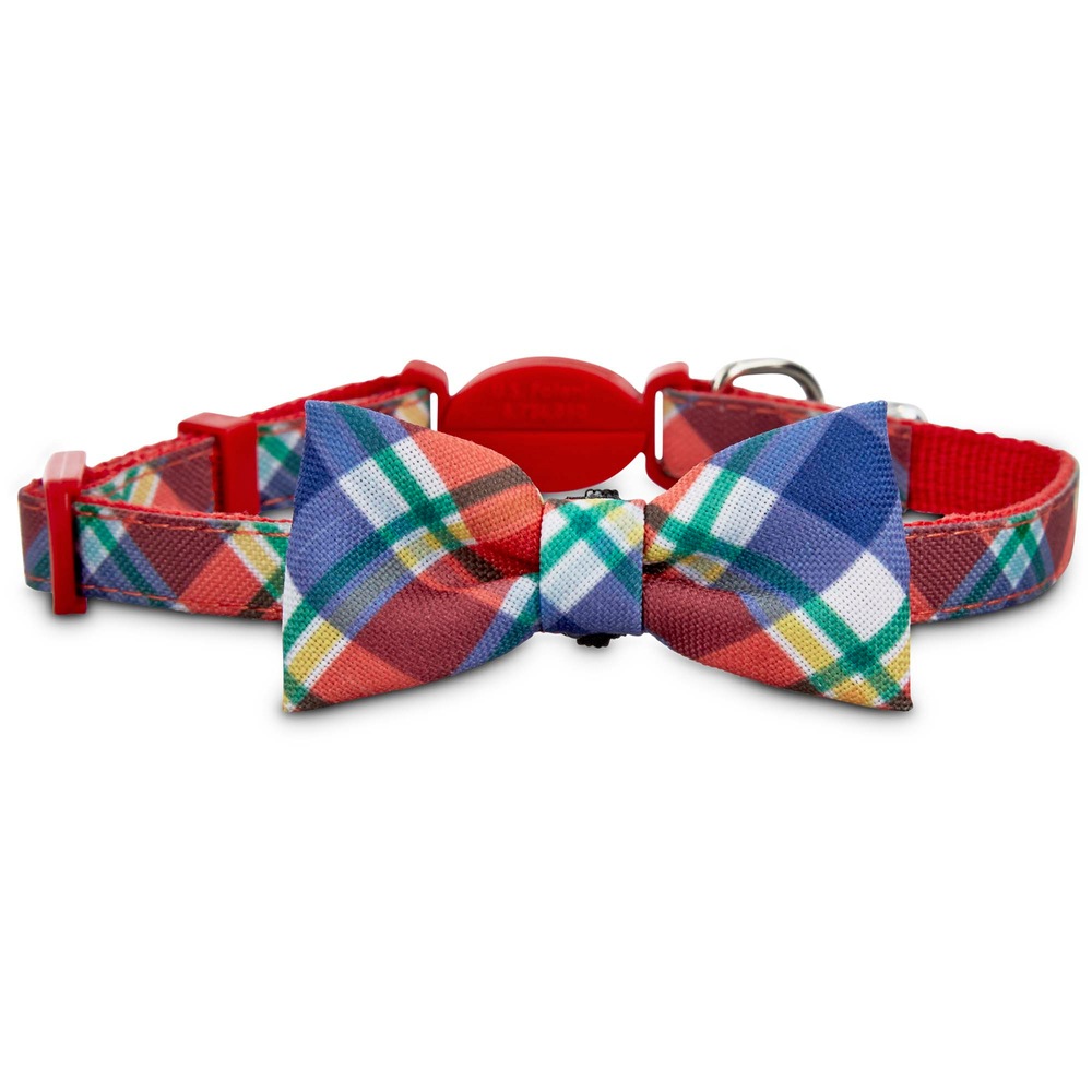 Petco Red Plaid Cat Bowtie Collar with Removable Bow and Bell ...