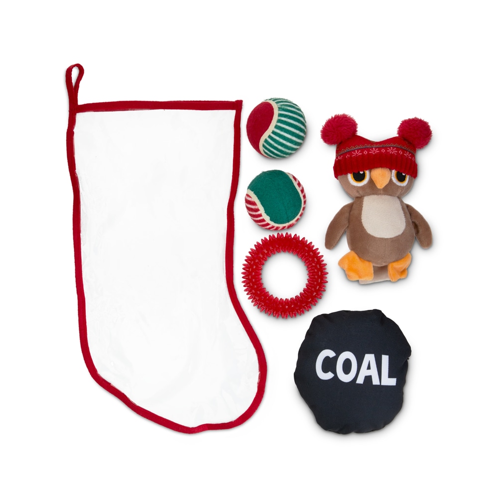 Petco Holiday Tails Naughty List Stocking Squeaky Doy Toys Gift Set, 5 ...
