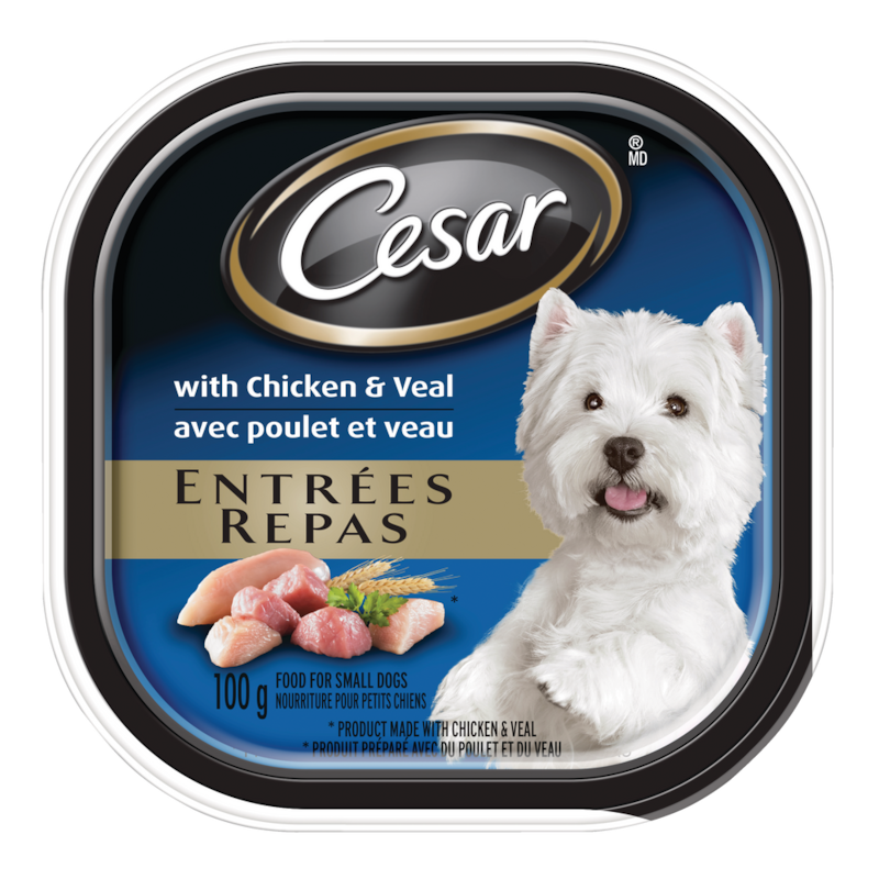 Cesar Entrées Chicken and Veal ReciPe Adult Wet Dog Food, 100-g ...