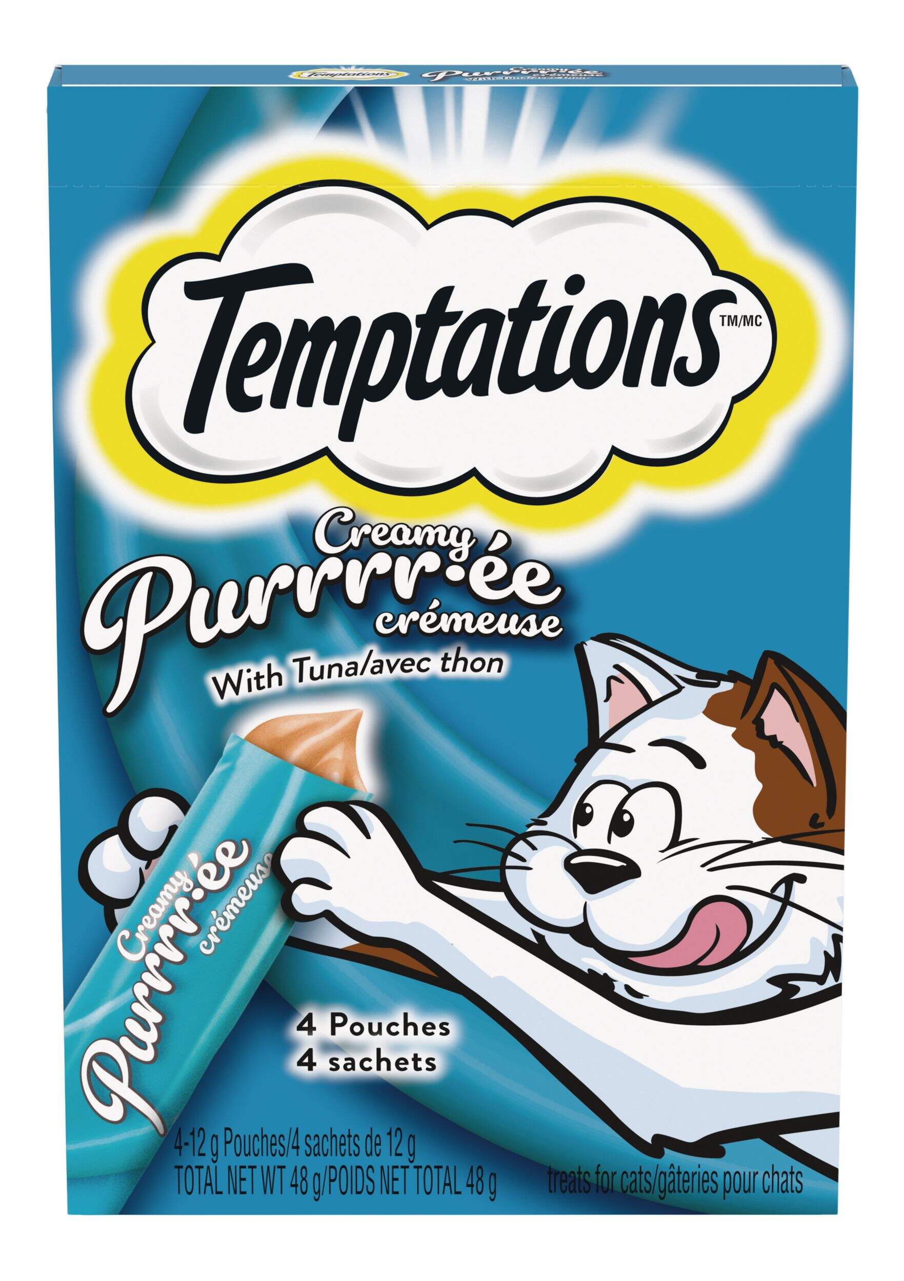 Temptations Creamy Puree Tuna Lickable Cat Treat Pouches, Wet Treats, 4 ...